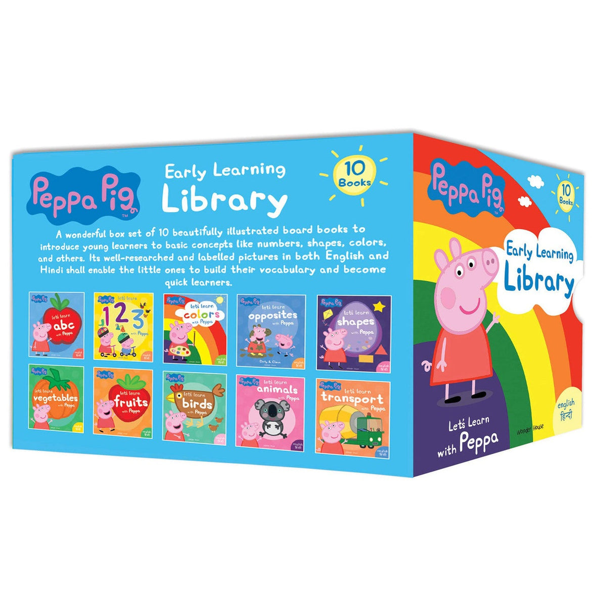 Peppa Pig Early Learning Library (English:Hindi): Box Set of 10 Board Books for Children [Board ...